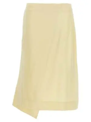 JIL SANDER Satin Skirt With Side Slit - Yellow