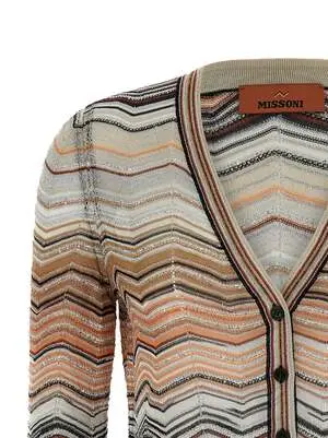 Missoni Chevron Lamé Cardigan With Sequins