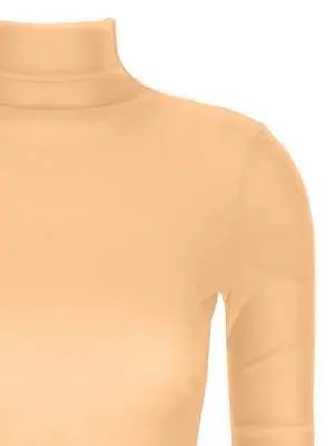 JIL SANDER Silk Turtleneck Top With Laser-cut Hem