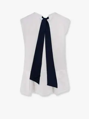 Max Mara Sleeveless Cotton Shirt With Contrasting Back Band