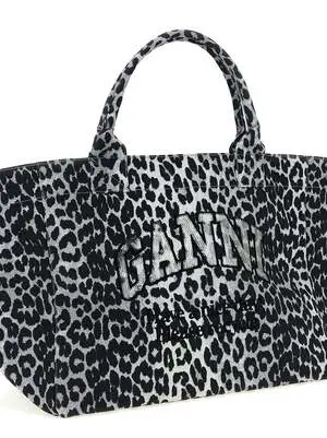 GANNI Leopard Sequin Embellished Recycled Cotton Tote Bag