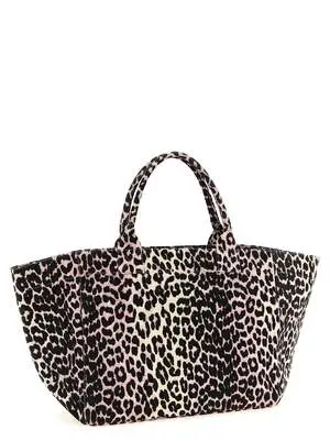 GANNI Leopard Sequin Embellished Recycled Cotton Tote Bag - Pink