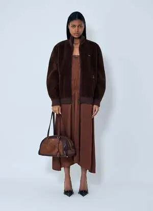Prada High-neck Fleece Jacket - Brown