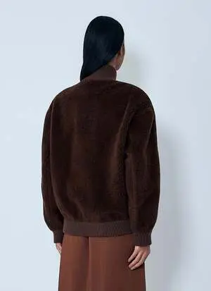 Prada High-neck Fleece Jacket - Brown