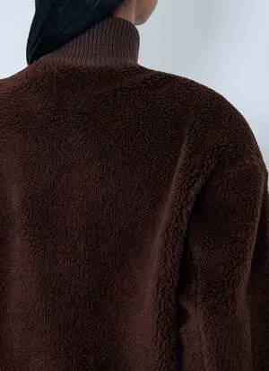 Prada High-neck Fleece Jacket - Brown