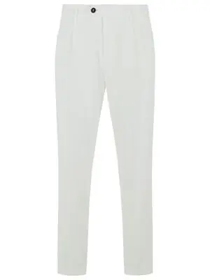 Eleventy Cotton Pants With Pleats And Welt Pockets - White