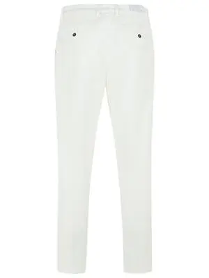 Eleventy Cotton Pants With Pleats And Welt Pockets - White