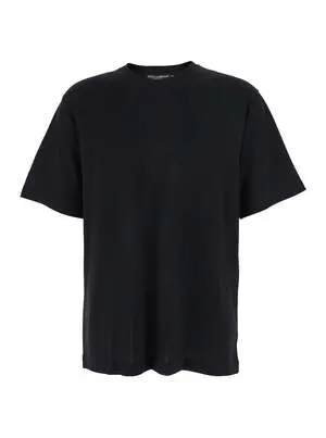Dolce & Gabbana Crew Neck T-shirt With Back Logo Patch In Cotton