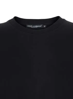 Dolce & Gabbana Crew Neck T-shirt With Back Logo Patch In Cotton