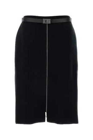 FERRAGAMO Stretch Wool Blend Skirt - Black
