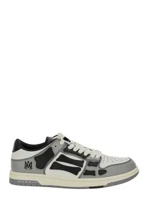Amiri Grey Leather Sneakers With Logo Patch And Contrast Detailing - Multicolor