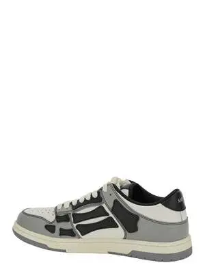 Amiri Grey Leather Sneakers With Logo Patch And Contrast Detailing - Multicolor