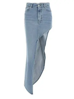 Coperni One-leg Denim Skirt With Asymmetrical Train Hem