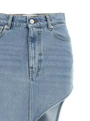 Coperni One-leg Denim Skirt With Asymmetrical Train Hem