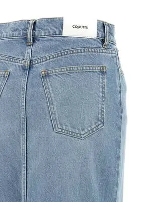 Coperni One-leg Denim Skirt With Asymmetrical Train Hem