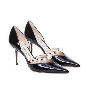 JIMMY CHOO Aurelie 85mm Patent Leather Pumps With Pearl Embellishment
