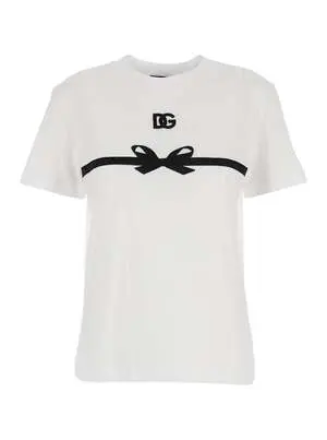 Dolce & Gabbana Cotton Crewneck T-shirt With Logo Print - White