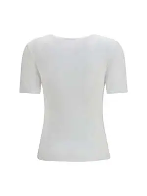 GANNI Ribbed Cotton T-shirt With Logo Embroidery