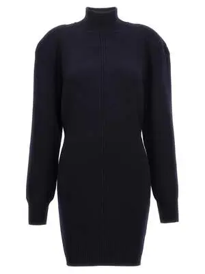 Stella McCartney High Neck Long Sleeve Knit Dress - Blue