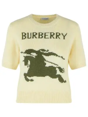 Burberry Skylar Ekd Wool And Cashmere Sweater - Cream