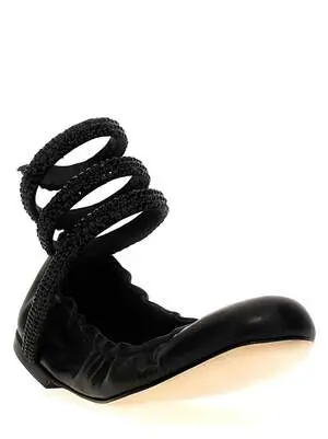 Rene Caovilla Cleo' Embellished Leather And Satin Ballet Flats