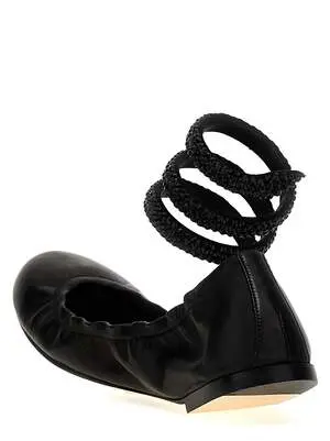 Rene Caovilla Cleo' Embellished Leather And Satin Ballet Flats
