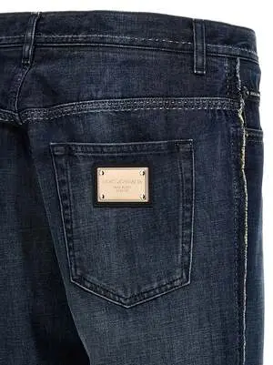 Dolce & Gabbana Fringed Stitching Skinny Leg Jeans