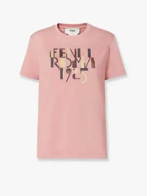 Fendi Cotton T-shirt With Embroidered Logo - Multicolor