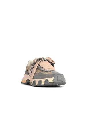 Dolce & Gabbana Airmaster' Sneakers In Beige And Grey Fabric And Leather - Cream
