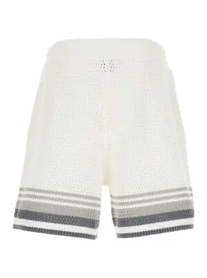 Casablanca White Cotton Bermuda Shorts With Logo Embroidery