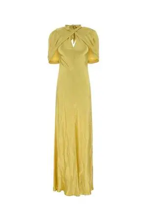 Alberta Ferretti Satin Long Dress - Yellow