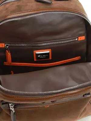 Santoni Suede Double Pocket Backpack
