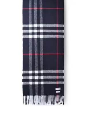 Burberry Navy Cashmere Scarf - Blue