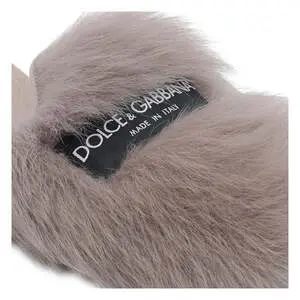 Dolce & Gabbana Shearling And Suede Slippers With Fur Effect - Gray