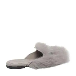 Dolce & Gabbana Shearling And Suede Slippers With Fur Effect - Gray
