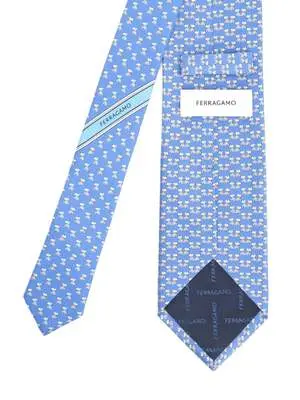 FERRAGAMO Silk Neck Tie With Micro-pattern Print