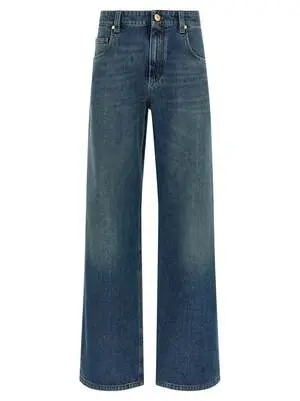 Brunello Cucinelli Stonewashed Wide Leg Jeans - Blue