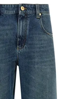 Brunello Cucinelli Stonewashed Wide Leg Jeans - Blue