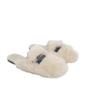 Dolce & Gabbana Shearling And Suede Slippers With Frontal Logo - White