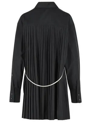Sportmax Cotton Blend Shirt Dress With Decorative Chain Belt - Black