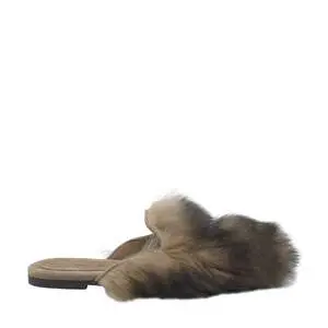 Dolce & Gabbana Shearling And Suede Slippers With Fur Detail - Brown