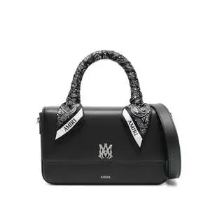 Amiri Leather Tote Bag With Bandana Detail - Black