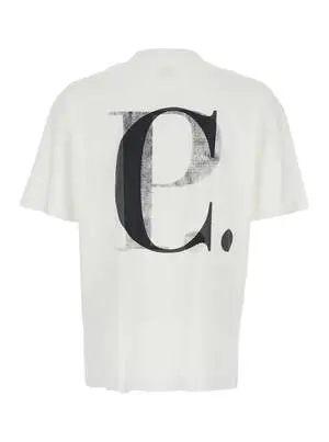 C.P. COMPANY White Crewneck T-shirt With Logo Detail On The Front And Logo On The Rear In Cotton