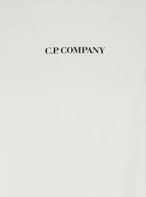 C.P. COMPANY White Crewneck T-shirt With Logo Detail On The Front And Logo On The Rear In Cotton