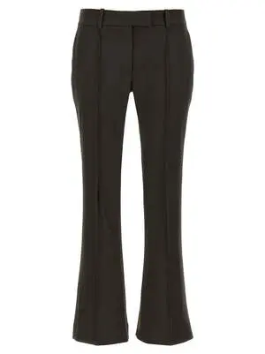 Attico Cropped Flared Wool Gabardine Trousers - Brown