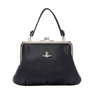 VIVIENNE WESTWOOD VIVIENNE WESTWOOD Black Calf Leather Granny Frame Purse Bag Black