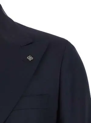 Tagliatore Vesuvio' Blue Double-breasted Suit With Peak Revers In Wool - Multicolor