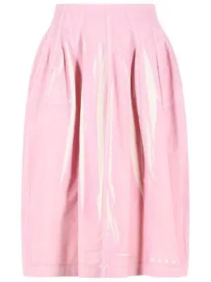 Marni Cotton Skirt With Side Slit Pockets - Pink