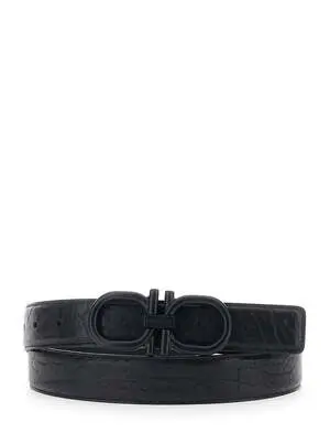 FERRAGAMO Belt With Gancini Buckle - Black