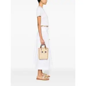 ANYA HINDMARCH Woven Raffia Satchel Bag - Cream